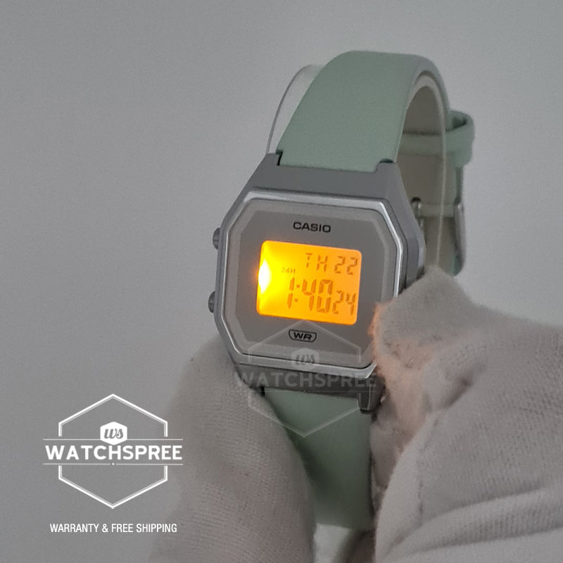 Casio Ladies' Digital Mint Green Leather Strap Watch LA680WEL-3D LA680WEL-3| Watchspree