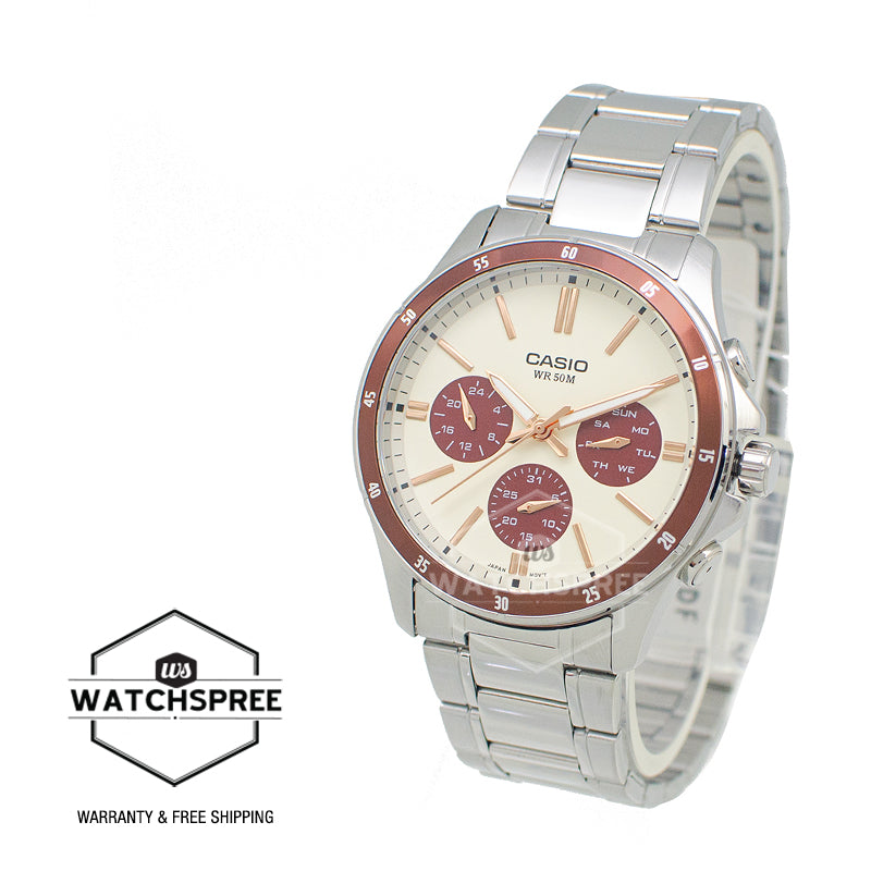 Casio Mens Analog Multi Hand Stainless Steel Band Watch Mtp1374d 5a2 Mtp 1374d 5a2 Watchspree