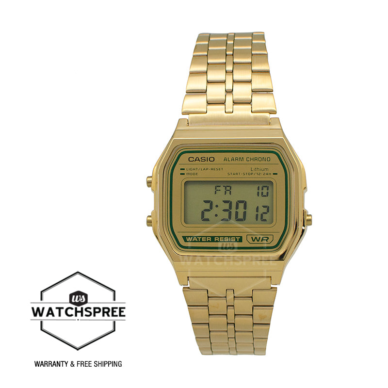 Casio Digital Vintage Style Matte Gold Ion Plated Stainless Steel Band ...