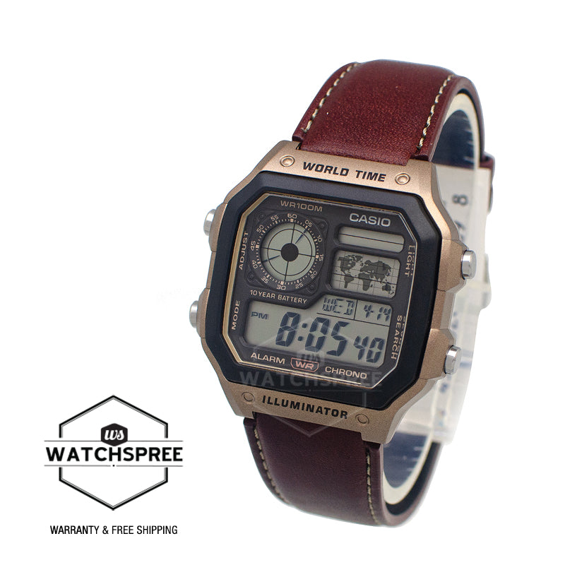 Casio Digital Leather Band Watch AE1200WHL-5A AE-1200WHL-5A| Watchspree