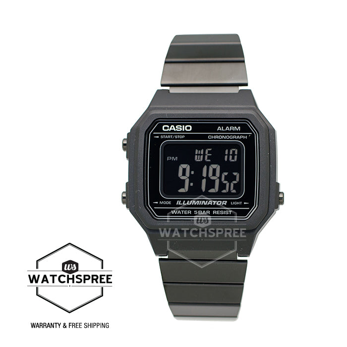 Casio Unisex Digital Black Ion Plated Stainless Steel Band Watch B650WB ...