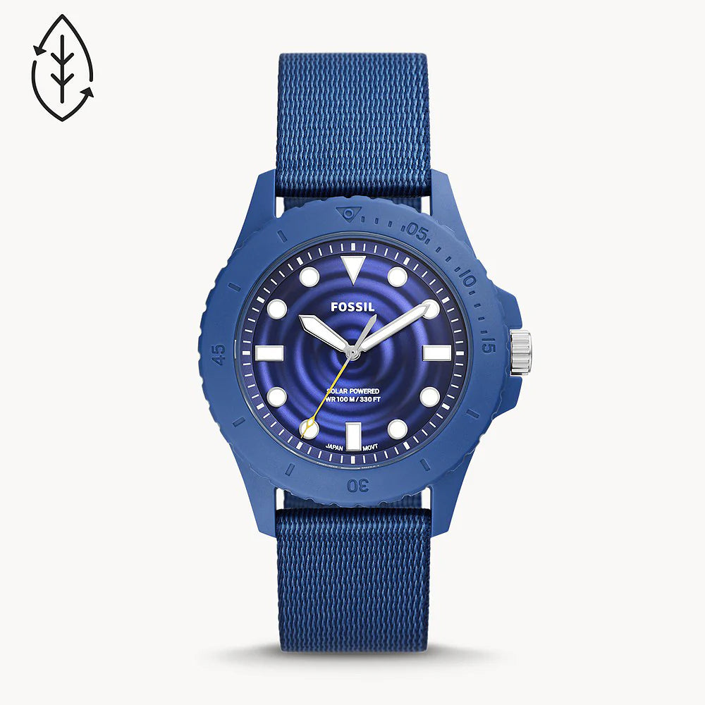 Fossil Men's FB-01 Solar Powered Blue Tide Ocean Material Strap Watch ...