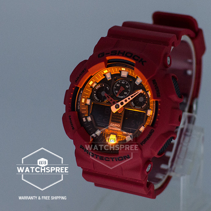 Casio G-Shock Standard Analog Digital Matte Red Resin Band Watch GA100B ...
