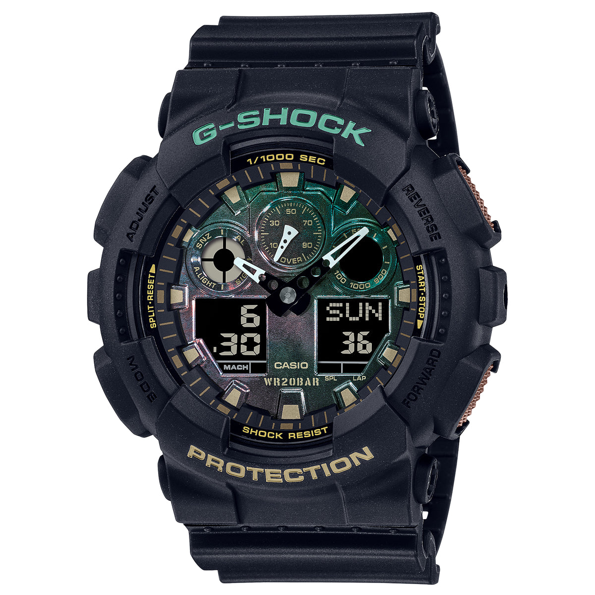 Casio G-Shock GA-100 Lineup Neoclassic Black Resin Band Watch GA100RC ...