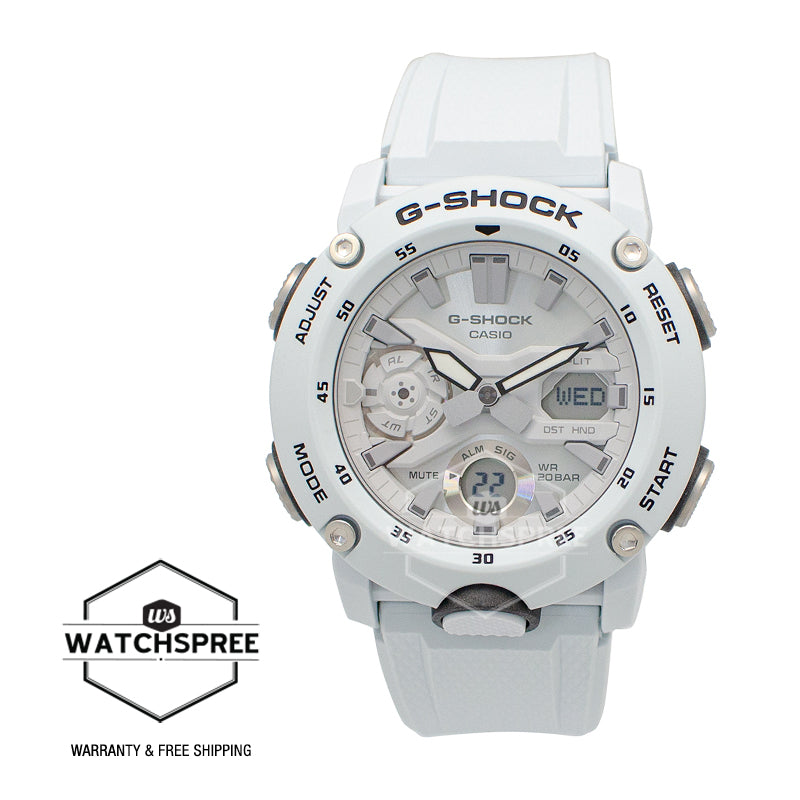Casio G-Shock Carbon Core Guard Structure White Resin Band Watch ...