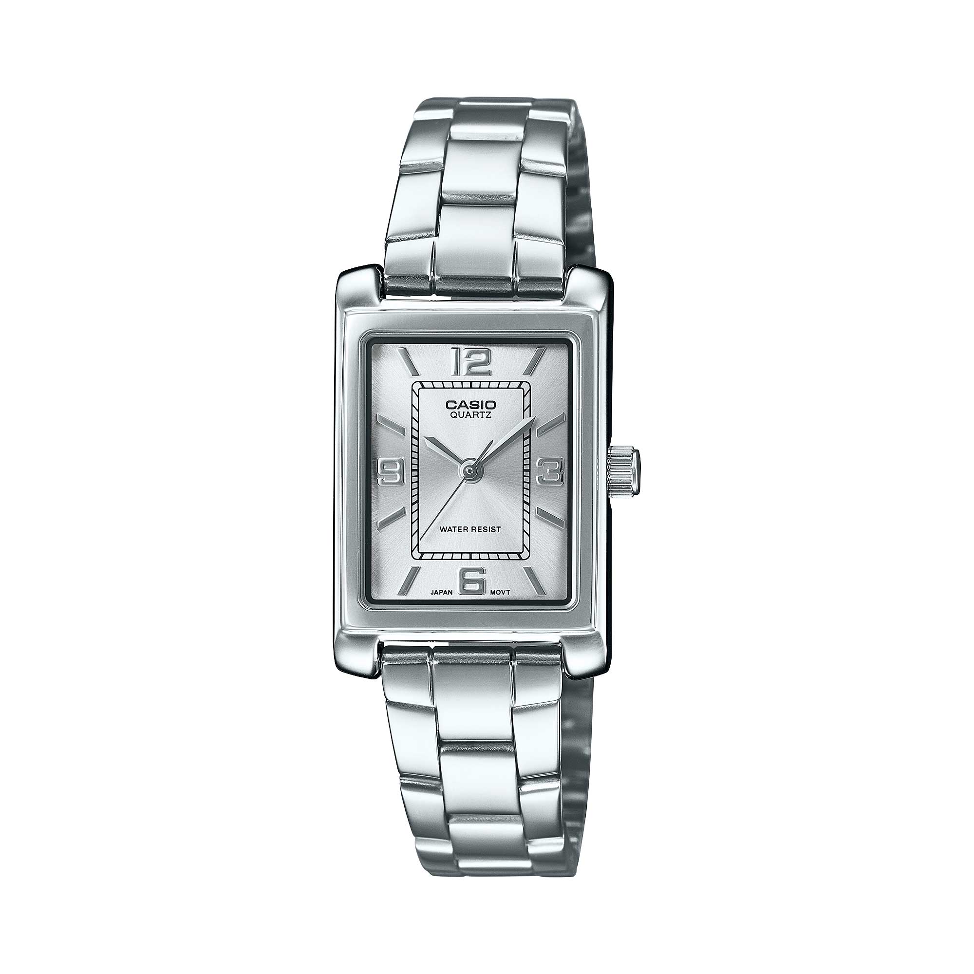 Casio Ladies' Analog Rectangular Dial Stainless Steel Band Watch ...