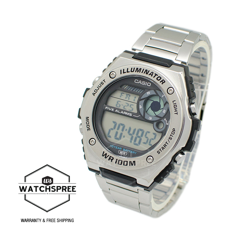 Casio Digital Stainless Steel Band Watch MWD100HD-1A MWD-100HD-1A ...