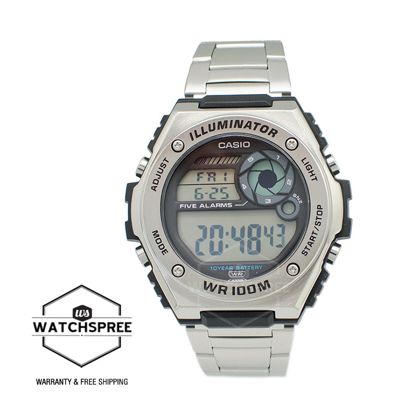 Casio Digital Stainless Steel Band Watch MWD100HD-1A MWD-100HD-1A ...
