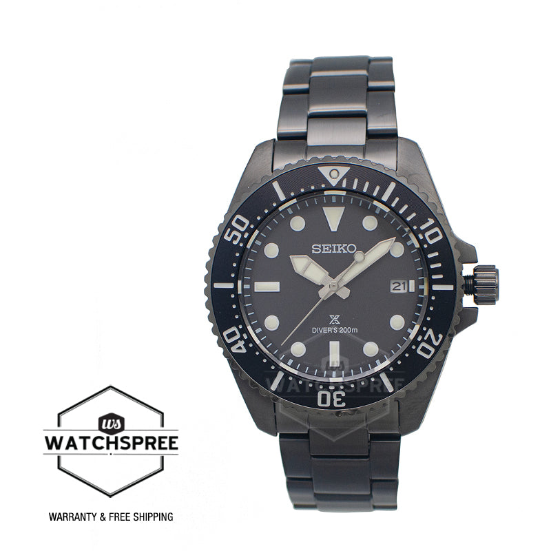 Seiko Prospex Solar Diver's Black Stainless Steel Band Watch SNE599P1 ...