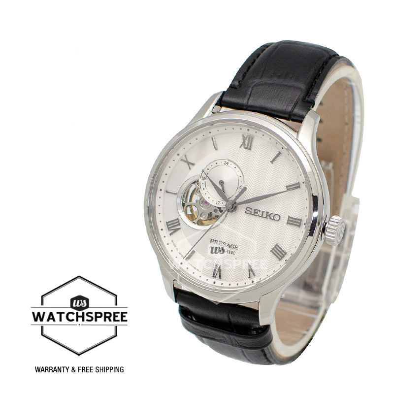 Seiko Presage (Japan Made) Open Heart Automatic Black Leather Strap ...