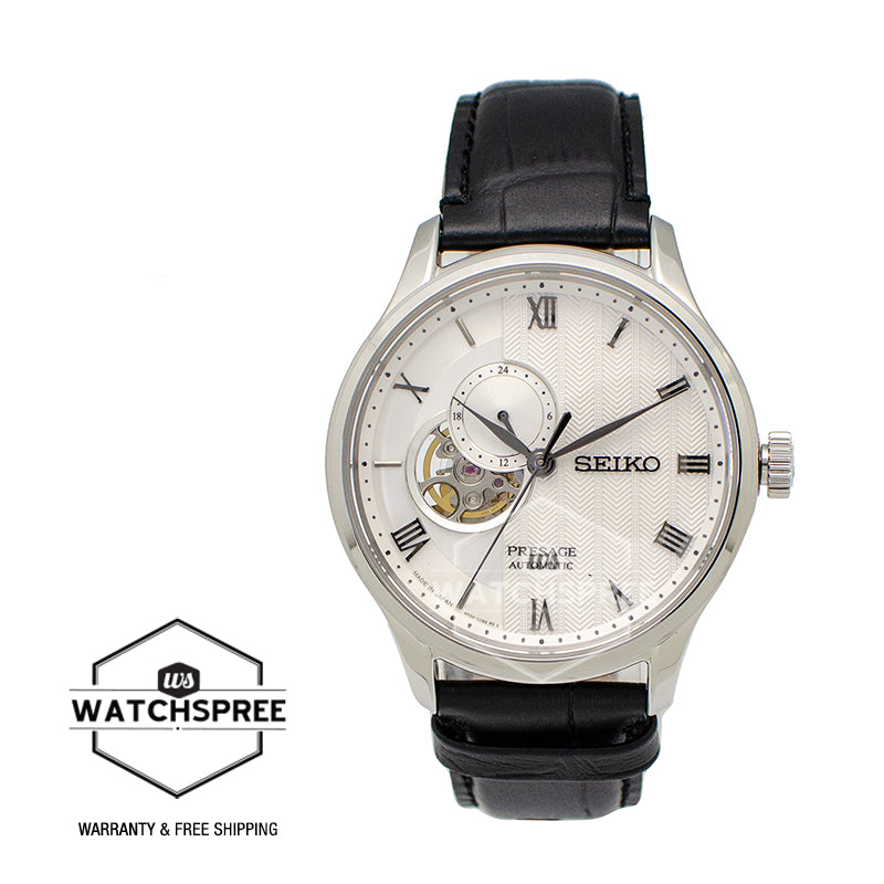 Seiko Presage (Japan Made) Open Heart Automatic Black Leather Strap ...