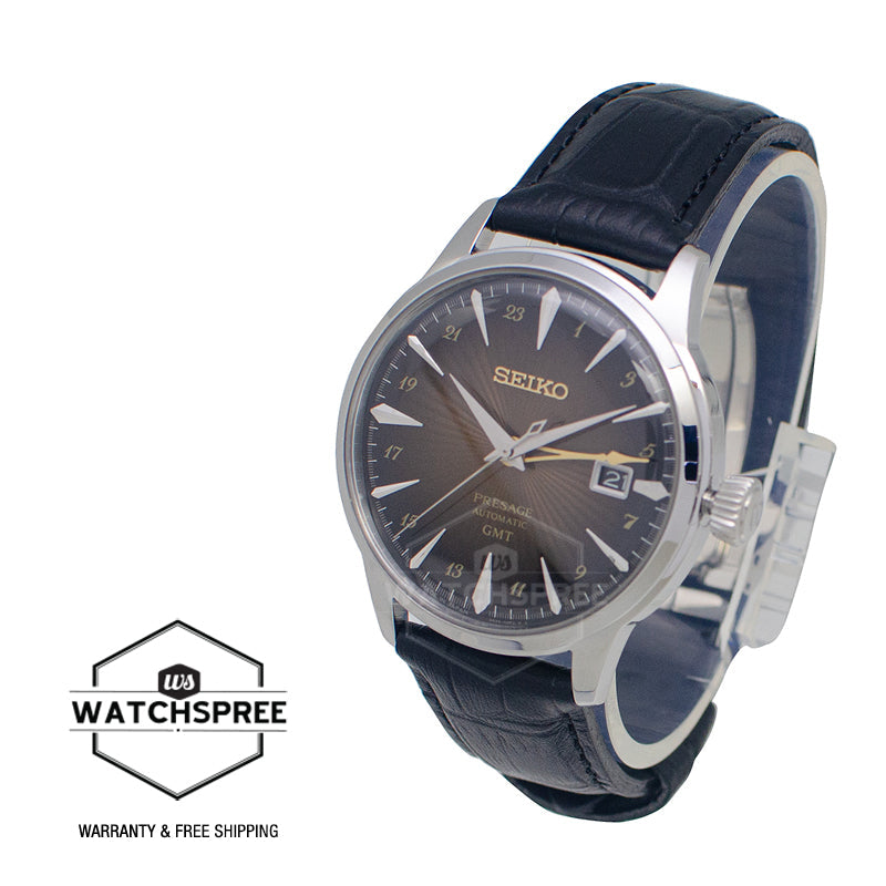 Seiko Presage (Japan Made) Automatic GMT Cocktail Time Black Calf ...