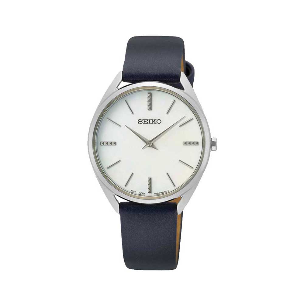 Seiko Women's Quartz Dark Blue Calf Leather Strap Watch SWR079P1 ...