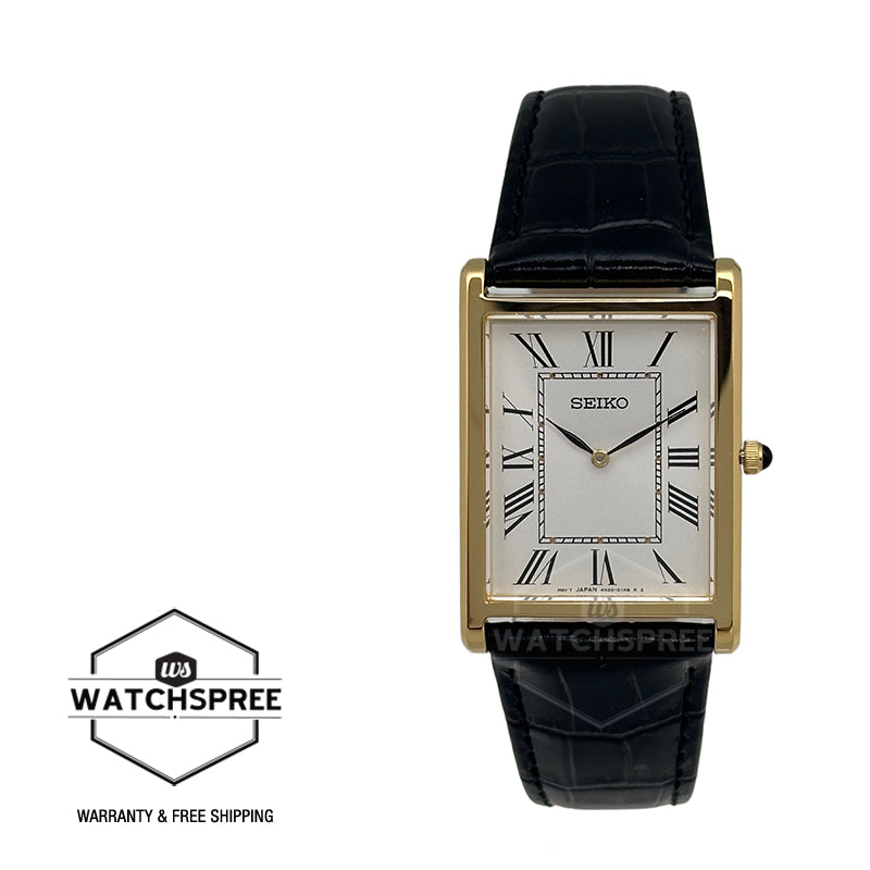 Seiko Quartz Conceptual Regular Rectangular Dial Black Calf Leather St ...