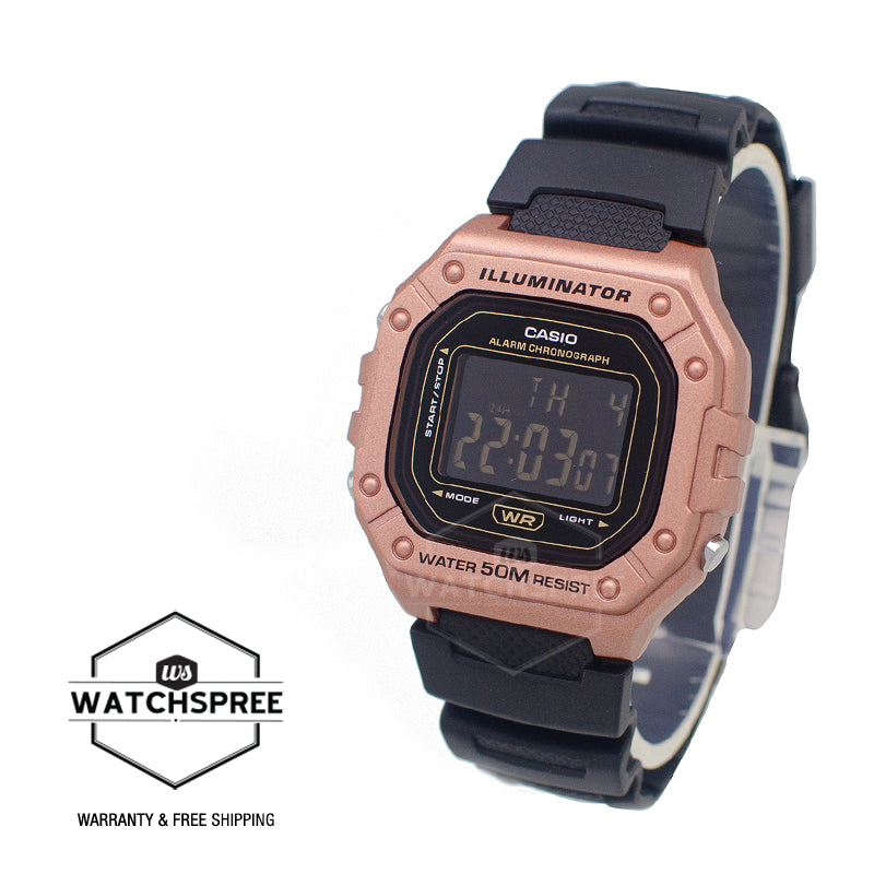 Casio Digital Black Resin Band Watch W218HM-5B W-218HM-5B| Watchspree