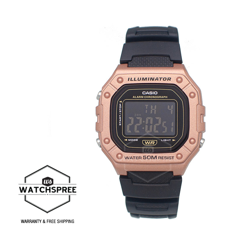Casio Digital Black Resin Band Watch W218HM-5B W-218HM-5B| Watchspree