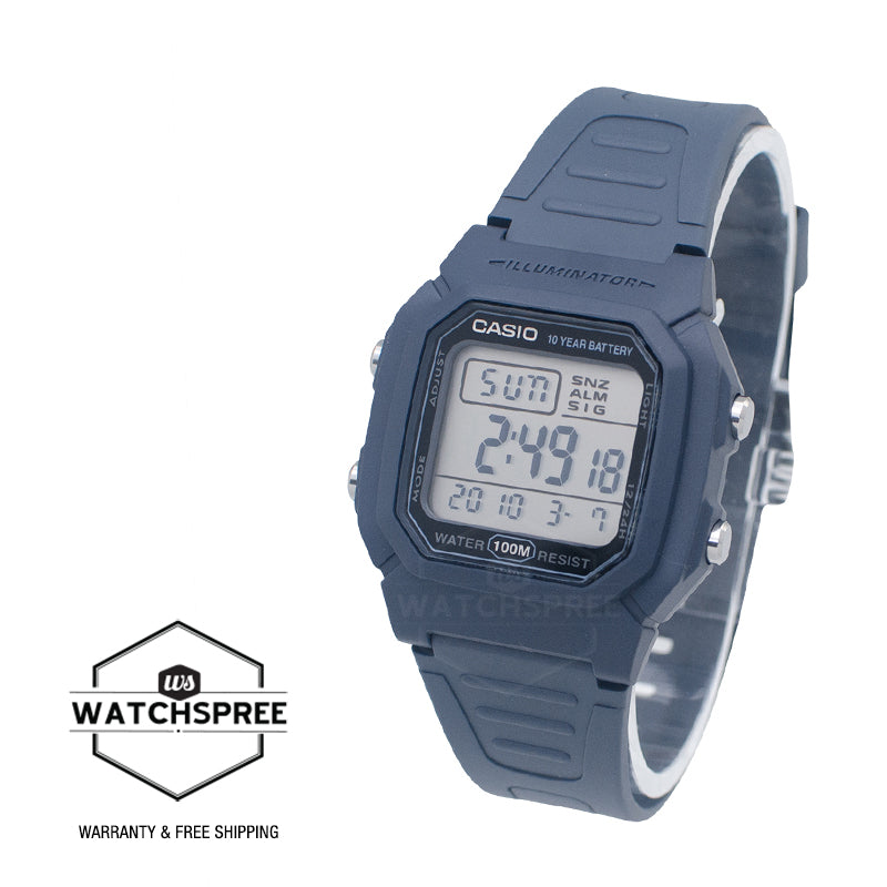 Casio Digital Dual Time Blue Resin Band Watch W800H-2A W-800H-2A ...