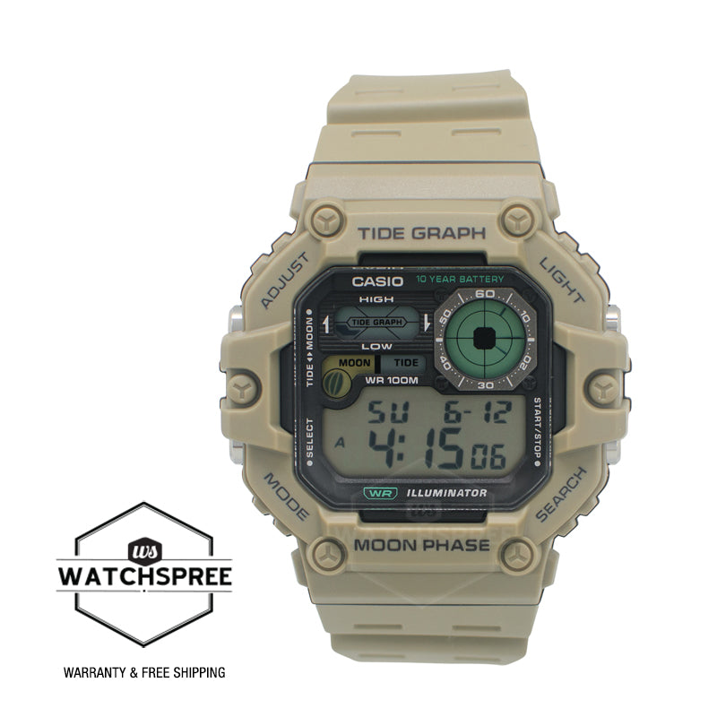 Casio Digital Dual Time Khaki Resin Band Watch WS1700H-5A WS-1700H-5A ...