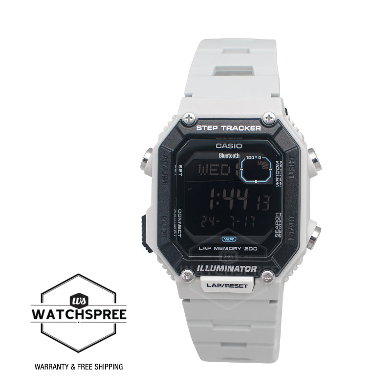 Casio Digital Sporty Bluetooth® Step Tracker Dual Time Light Grey Resin ...