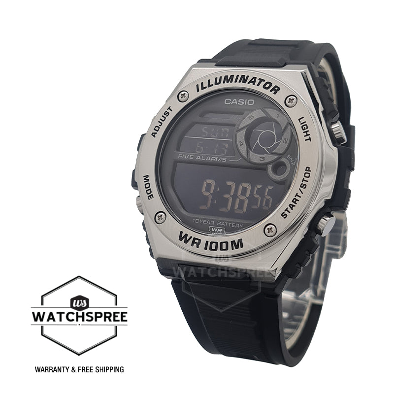 Casio Digital Black Resin Band Watch MWD100H-1B MWD-100H-1B| Watchspree