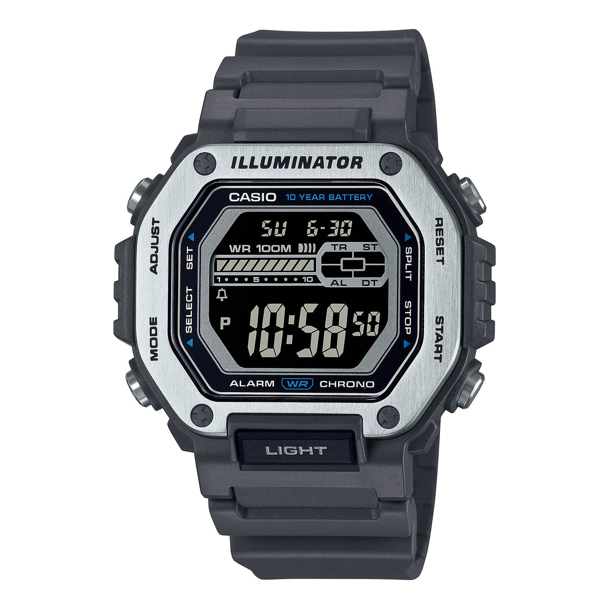 Casio Digital Dual Time Dark Grey Resin Band Watch MWD110H-8B MWD-110H ...