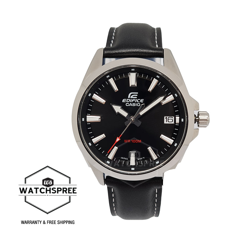 Casio Edifice Black Leather Strap Watch EFV100L-1A EFV-100L-1A| Watchspree