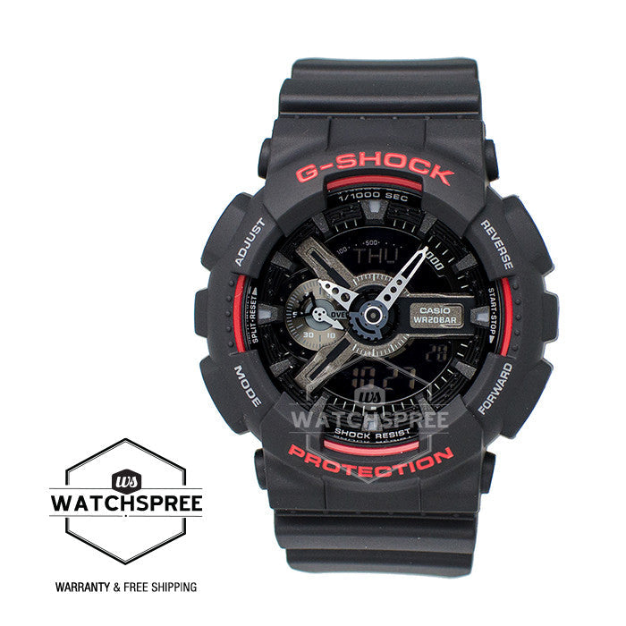 Casio G-Shock Black & Red Series Special Color Models Black Resin Watch ...