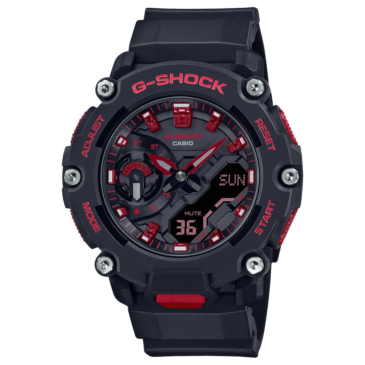 Casio G-Shock Carbon Core Guard Structure Black and Fiery Red Series ...