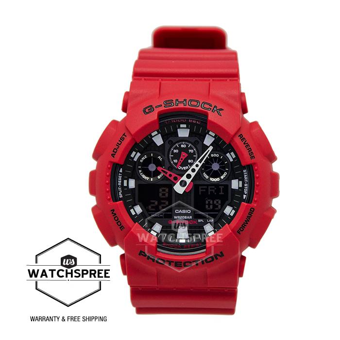 Casio G-Shock Standard Analog Digital Matte Red Resin Band Watch GA100B ...