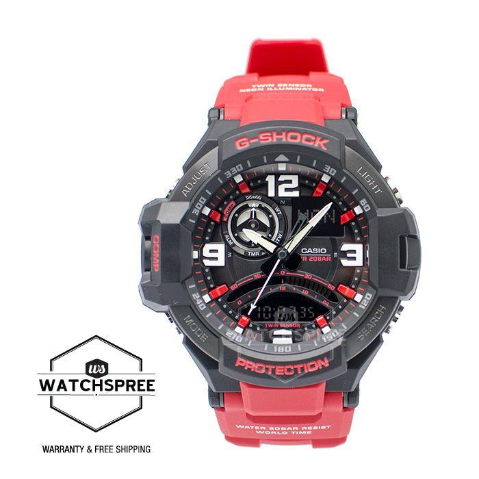 Casio G-Shock Gravitymaster Twin Sensor Red Resin Band Watch GA1000-4B ...
