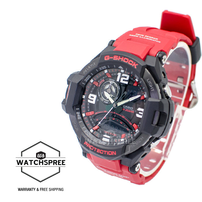 Casio G-Shock Gravitymaster Twin Sensor Red Resin Band Watch GA1000-4B ...