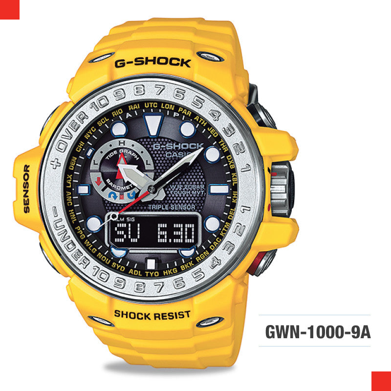 Casio G-Shock Gulfmaster Series Yellow Resin Band Watch GWN1000-9A GWN ...