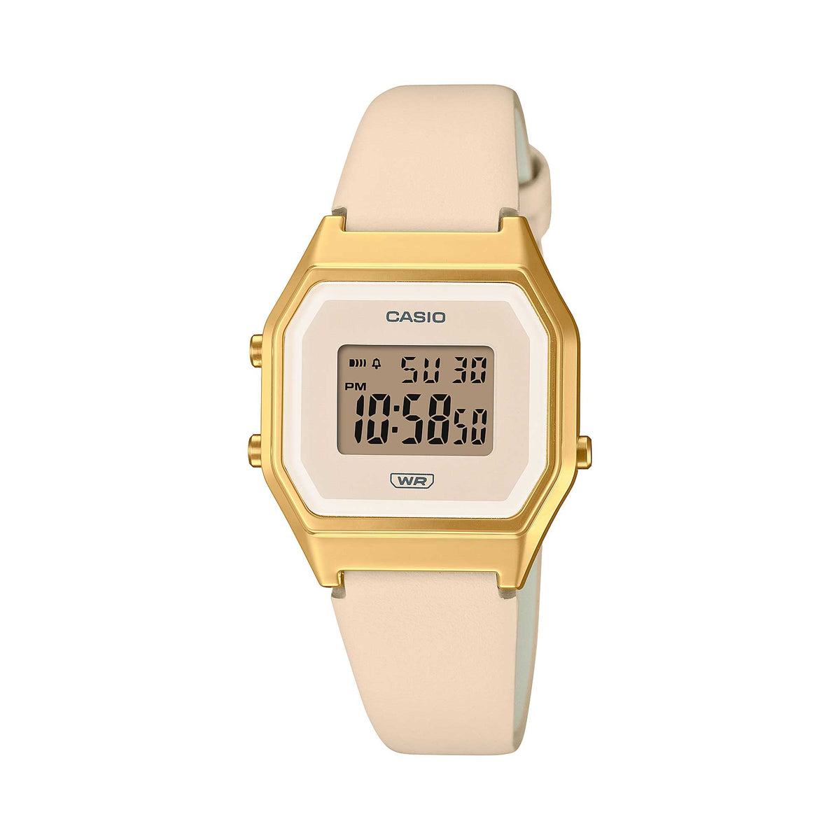 Casio Ladies' Digital Beige Leather Strap Watch LA680WEGL-4D LA680WEGL ...