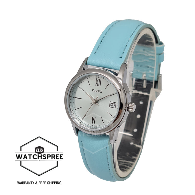Casio Ladies' Standard Analog Light Blue Leather Strap Watch LTPV002L ...