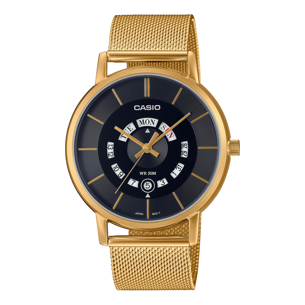 Casio Men's Analog Gold Ion Plated Stainless Steel Mesh Band Watch ...