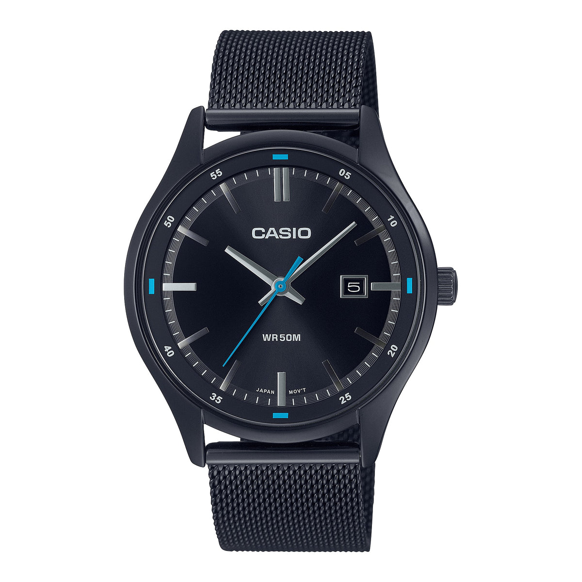 Casio Men's Analog Sporty Black Ion Plated Stainless Steel Mesh Band ...