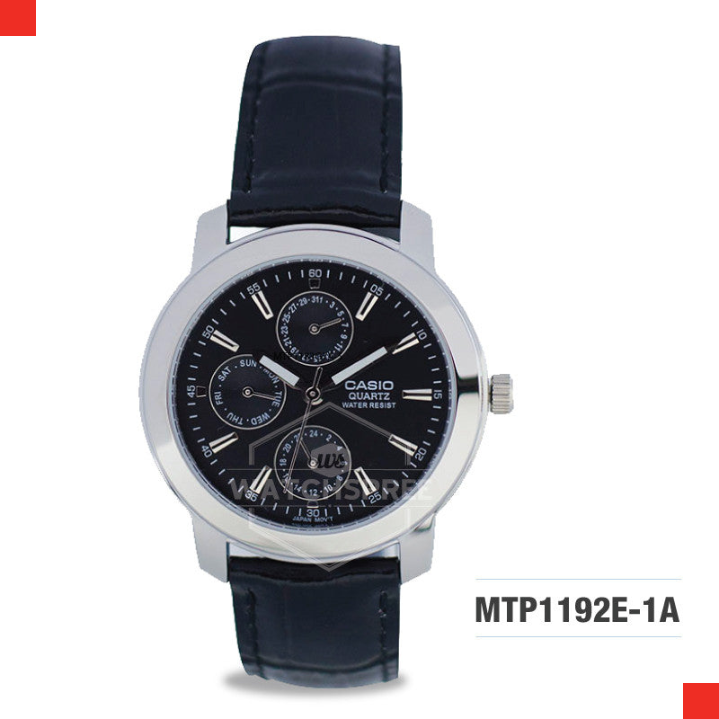 Casio Classic Series Men's Black Leather Strap Watch MTP1192E-1A ...