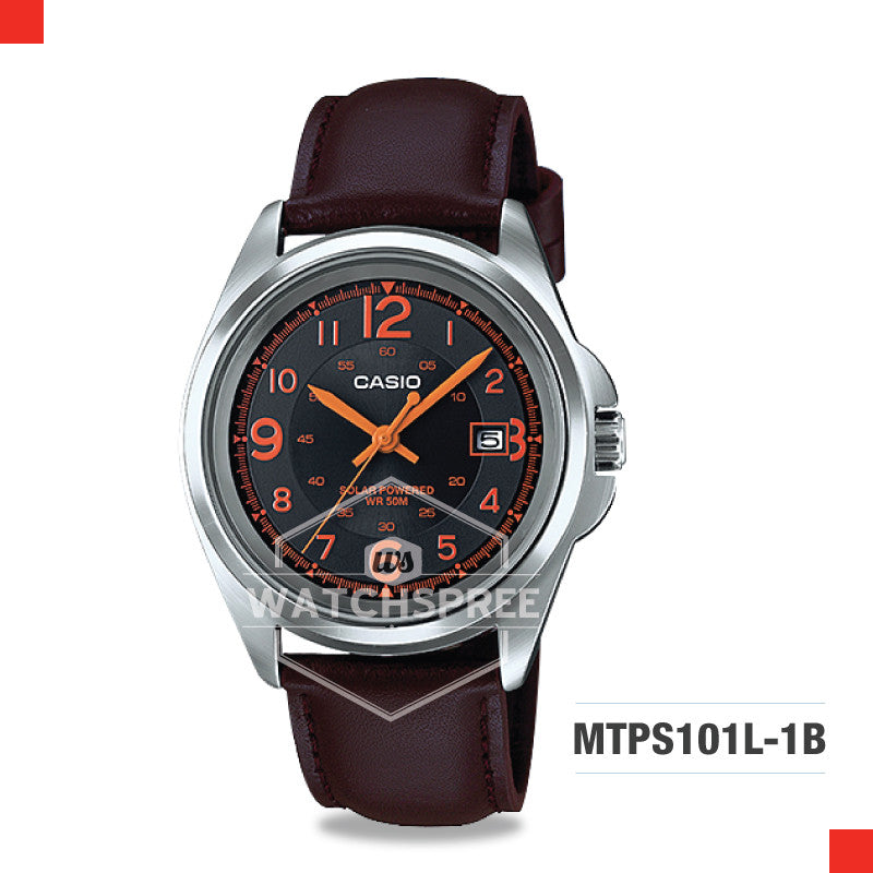 Casio Men's Standard Analog Solar Powered Brown Leather Strap Watch ...