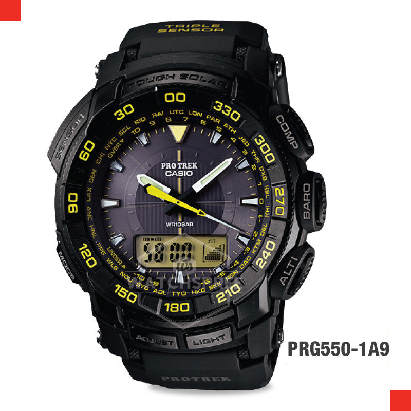 Casio Pro Trek Triple Sensor Men's Black Resin Band Watch PRG550-1A9 ...