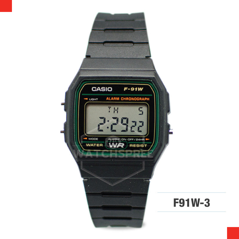 Casio Digital Black Resin Band Watch F91W-3D F-91W-3D F-91W-3 [Kids ...