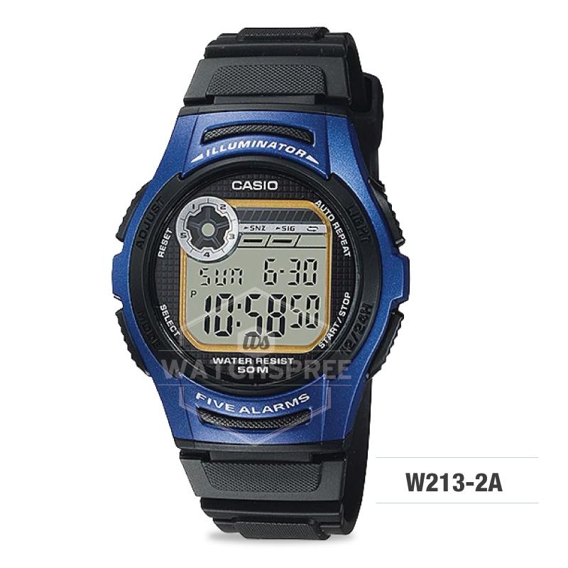 Casio Standard Digital Black Resin Band Watch W213-2A| Watchspree