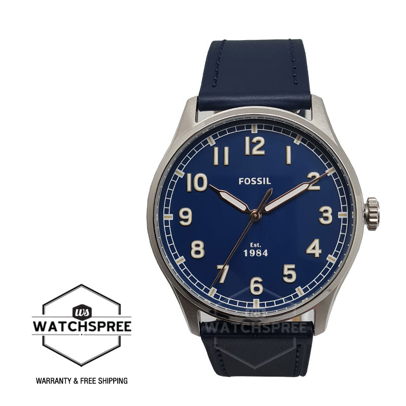 Fossil Men's Dayliner Three-Hand Navy Leather Watch FS5924| Watchspree