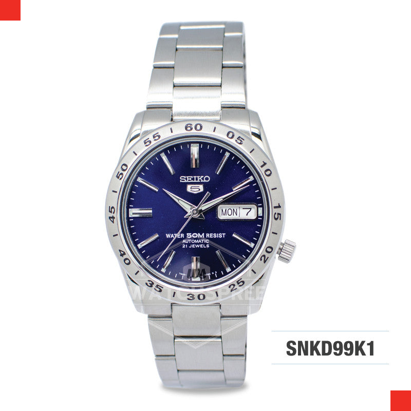 Seiko Men's 5 Automatic Silver Stainless Steel Band Watch SNKD99K1 ...